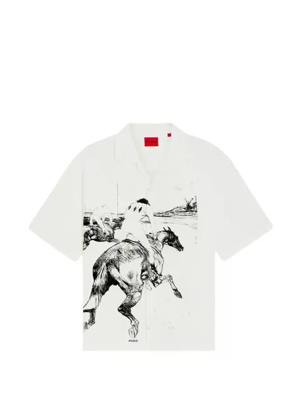 Hugo Graphic-print Camp-collar Shirt