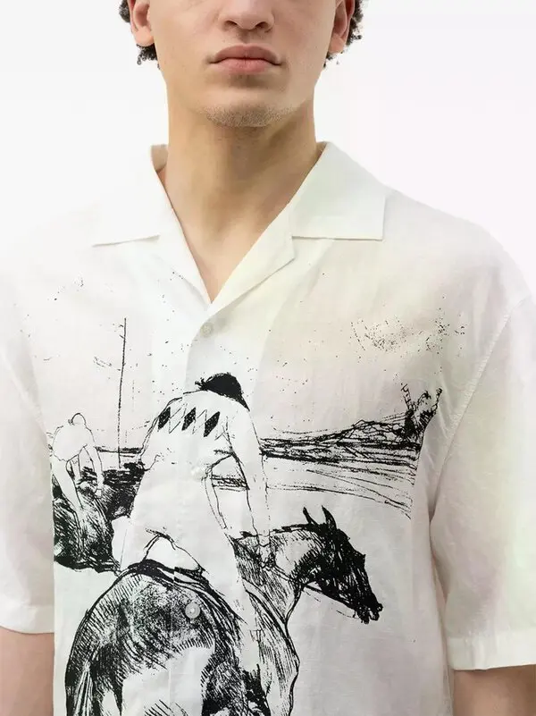 Hugo Graphic-print Camp-collar Shirt