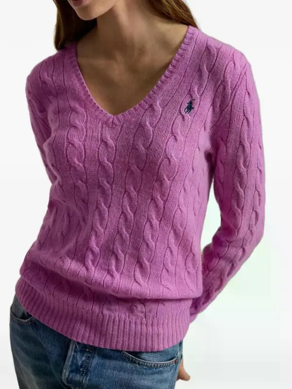 Polo Ralph Lauren Cable Knit V-neck Sweater - Pink