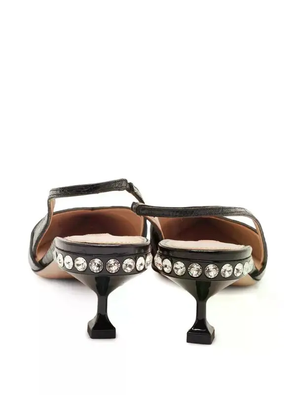 Miu Miu Croc-embossed Crystal-embellished Pumps