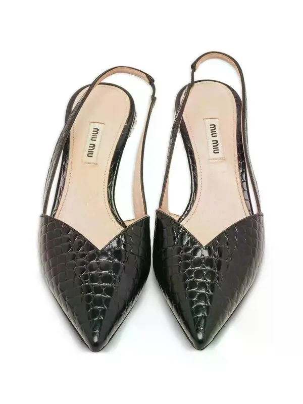 Miu Miu Croc-embossed Crystal-embellished Pumps