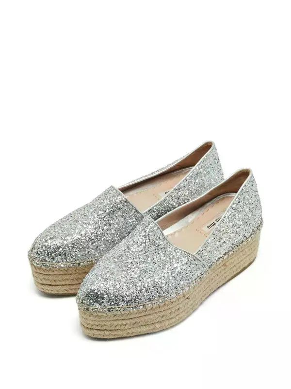 Miu Miu Glitter Platform Espadrilles