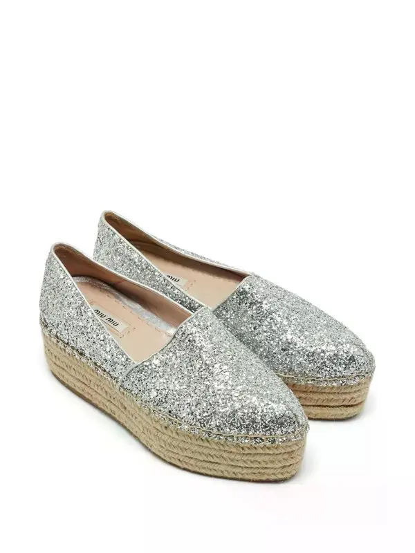 Miu Miu Glitter Platform Espadrilles