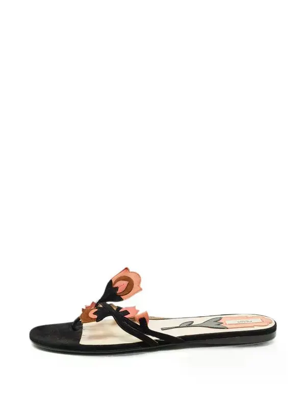 Prada Floral Appliqué Sandals