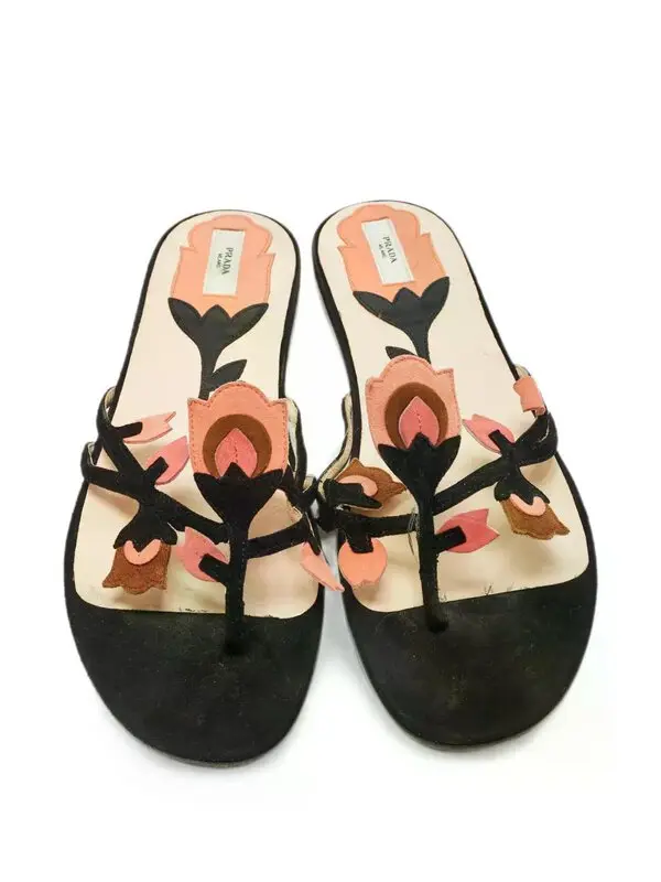 Prada Floral Appliqué Sandals