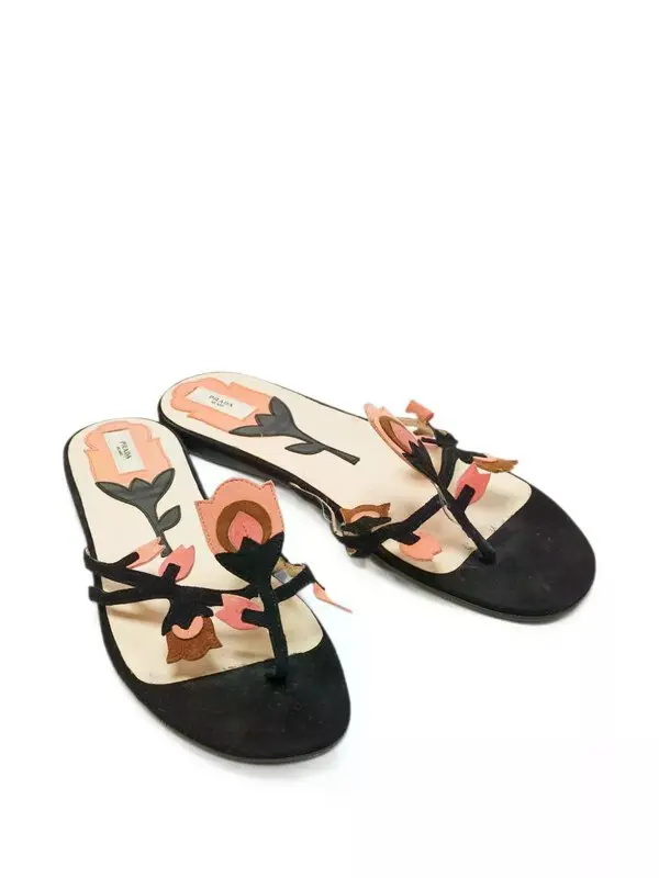 Prada Floral Appliqué Sandals