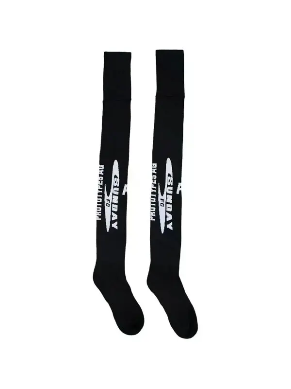 PROTOTYPES Logo-print Over-the-knee Socks - Black