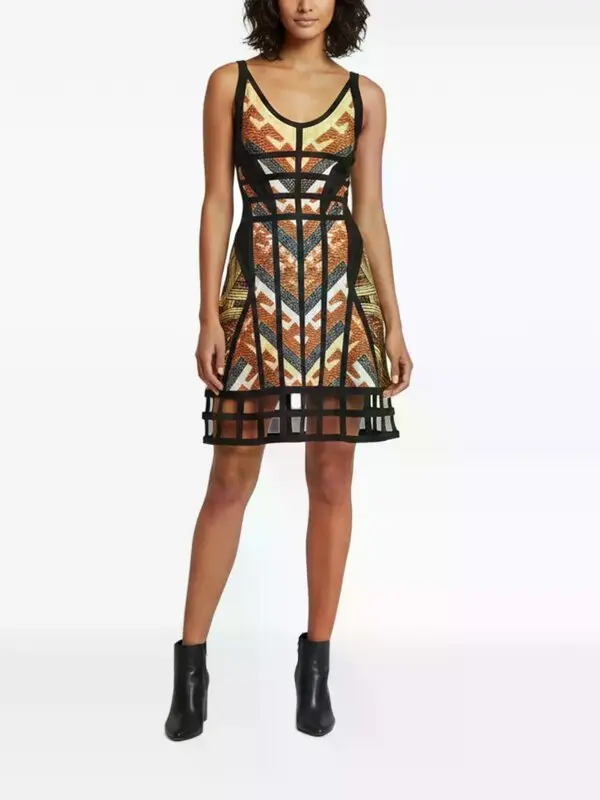 Herve Leger Amella Jacquard Knit Mini Dress - Black