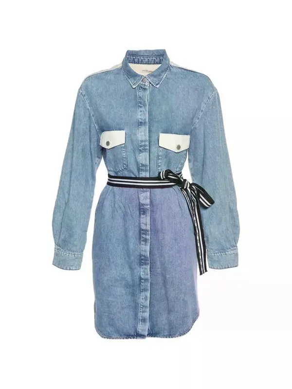 Maje Belted Shirt Midi Dress - Blue