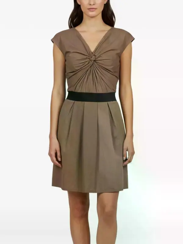 LANVIN Draped Knotted Mini Dress - Brown