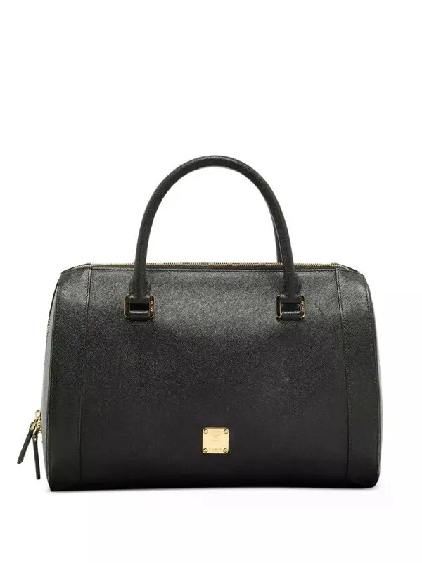 Mcm Boston Leather Tote Bag - Black