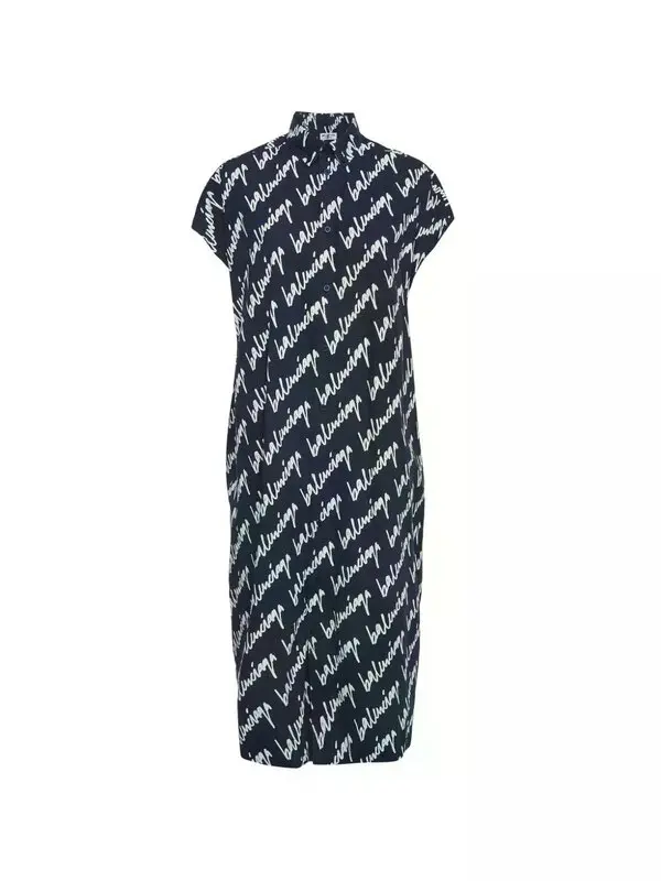 Balenciaga Logo-print Midi Dress - Blue