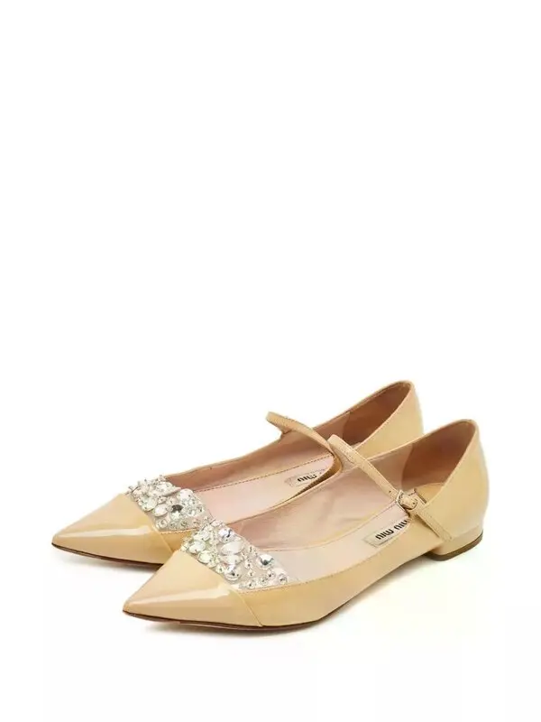 Miu Miu Crystal-embellished Pointed-toe Ballet Flats