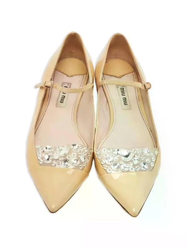 Miu Miu Crystal-embellished Pointed-toe Ballet Flats