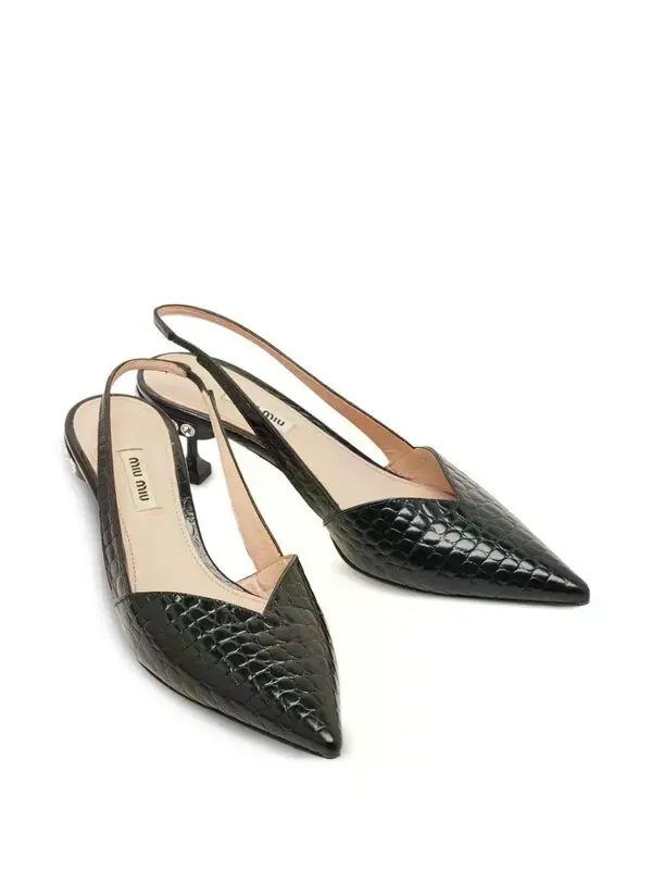 Miu Miu Crystal-embellished Croc-embossed Pumps