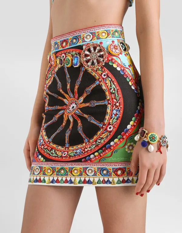 Dolce & Gabbana Carretto-print Straight Skirt