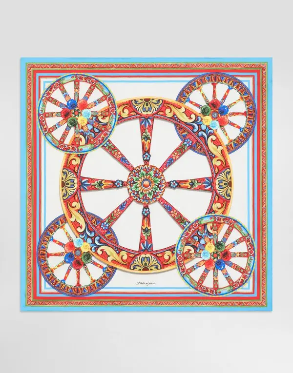 Dolce & Gabbana 90x90 Carretto-print Silk Twill Scarf - Multicolor