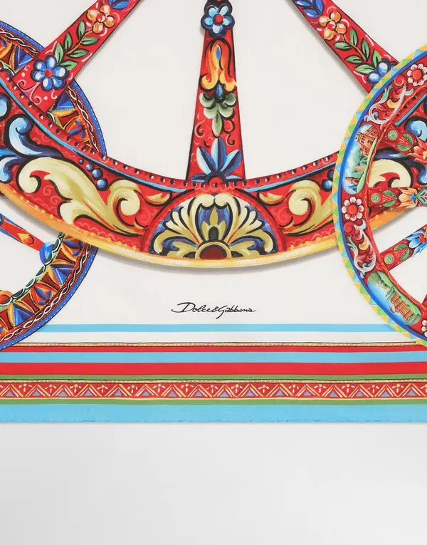 Dolce & Gabbana 90x90 Carretto-print Silk Twill Scarf - Multicolor
