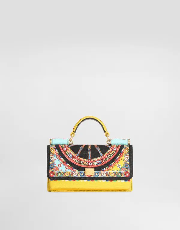 Dolce & Gabbana Phone Bag In Carretto-print Canvas - Multicolor