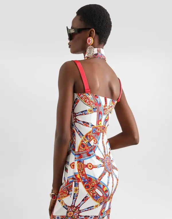 Dolce & Gabbana Carretto-print Charmeuse Dress