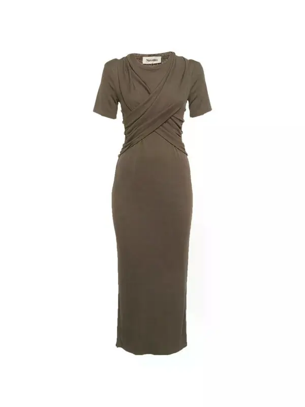 Nanushka Jannet Wrap Midi Dress - Brown