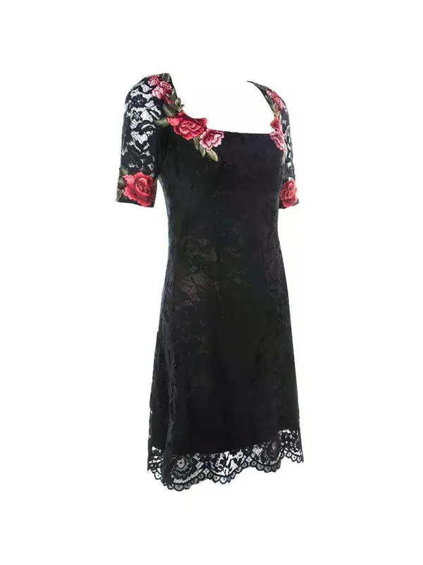 Marchesa Floral Lace Appliqué Dress