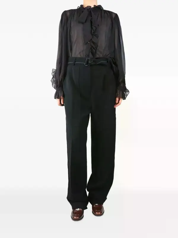 JOSEPH Belted Twill Trousers - Black