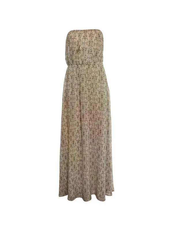 Elisabetta Franchi Abstract Print Strapless Maxi Dress - Neutrals