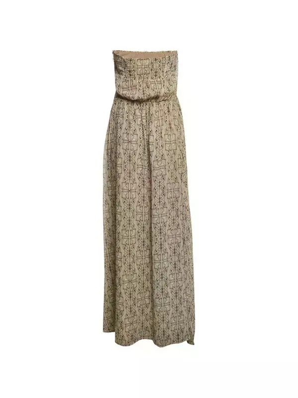 Elisabetta Franchi Abstract Print Strapless Maxi Dress