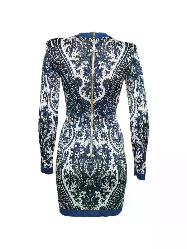 Balmain Paisley-print Lace-up Mini Dress