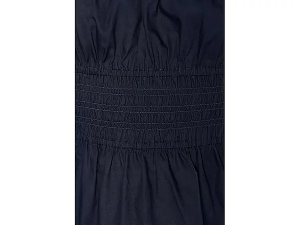 Vince Camuto Shirred Strappy Tank With Ruffle Neck - Navy