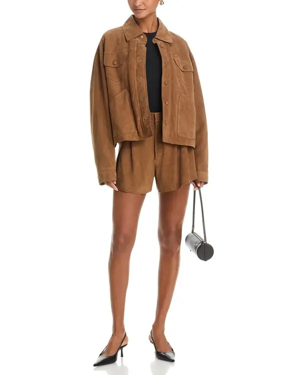 FRAME Suede Slant Shorts