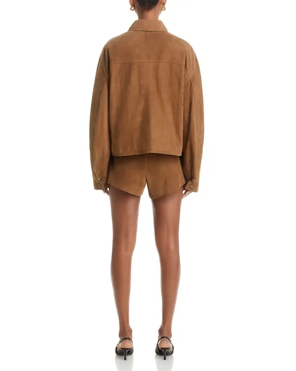 FRAME Suede Slant Shorts