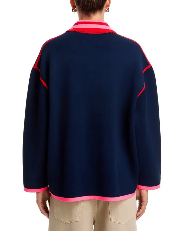 Essentiel Antwerp Knitted Cardigan With Contrasting Trim And Strawberry Buttons