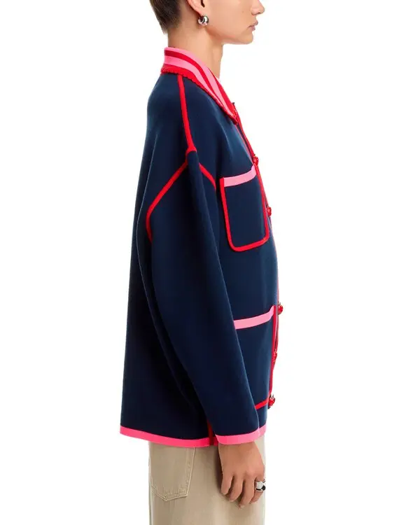 Essentiel Antwerp Knitted Cardigan With Contrasting Trim And Strawberry Buttons