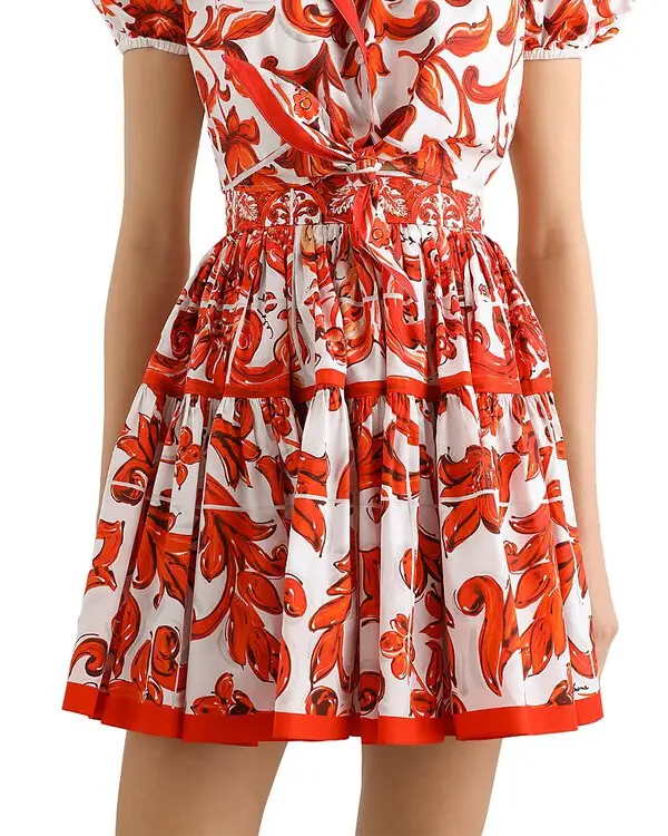 Dolce & Gabbana Majolica Print Poplin Short Skirt - Multicolor