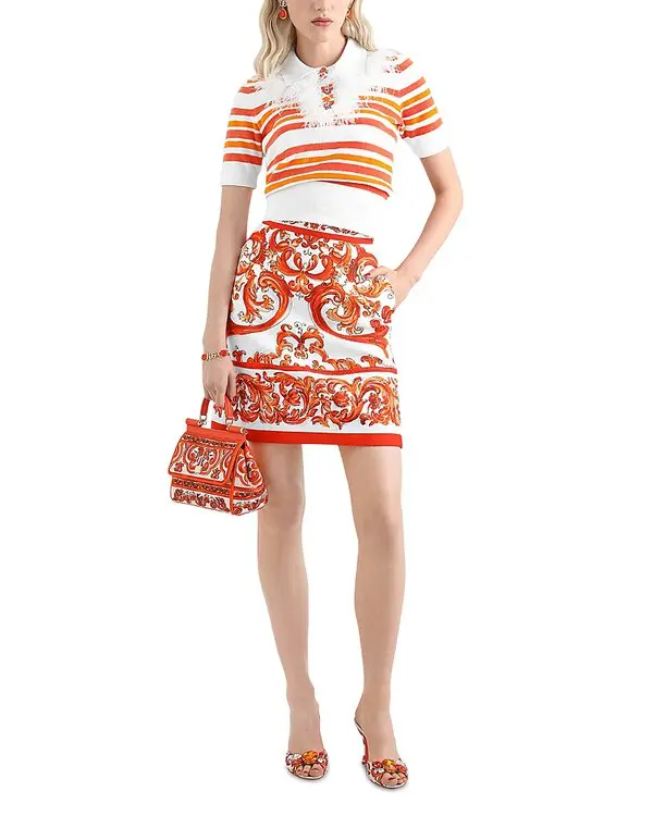 Dolce & Gabbana Mini Skirt In Majolica Print - Multicolor