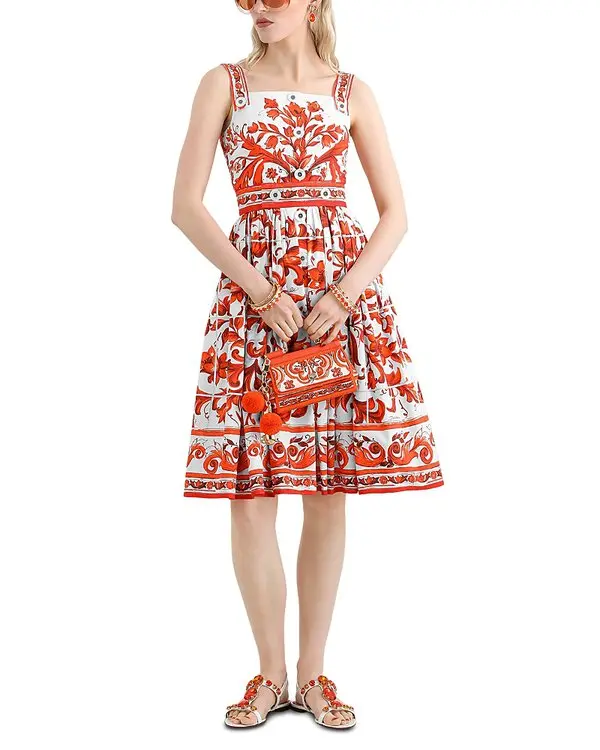 Dolce & Gabbana Majolica Print Poplin Dress - Multicolor