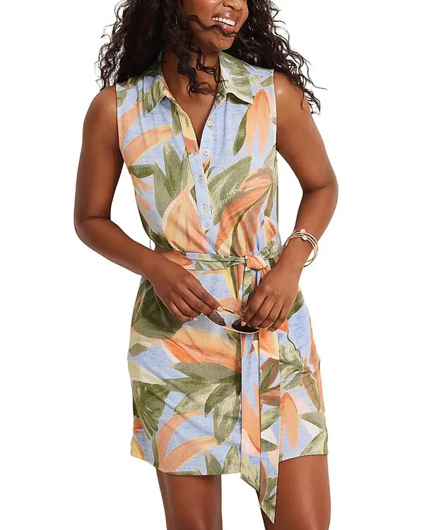 Tommy Bahama Carmela Printed Shirt Dress With Belt - Grape Pool