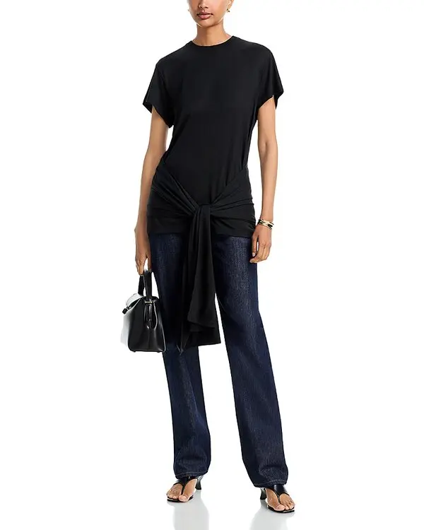 TOTEME Tie Waist Jersey Top - Black
