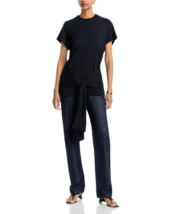TOTEME Tie Waist Jersey Top - Black