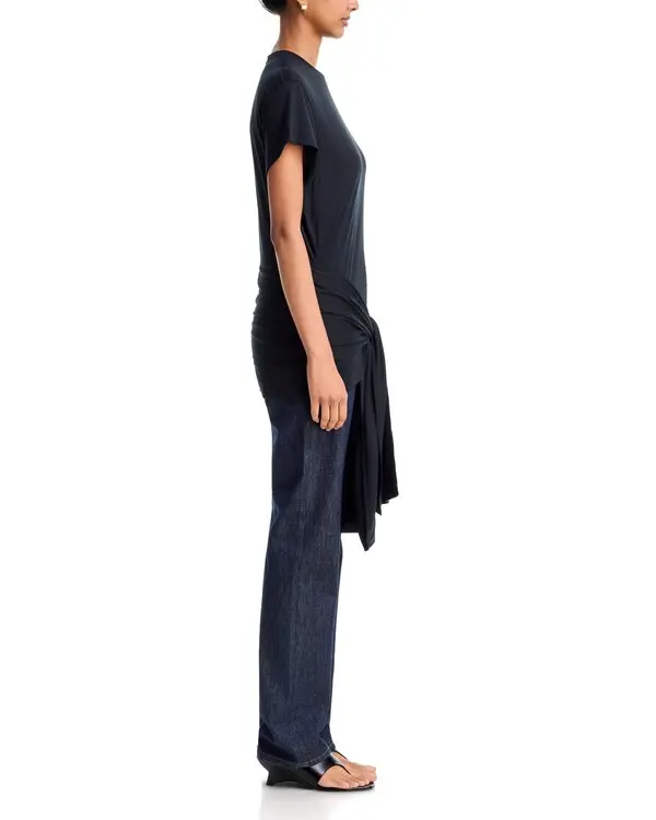 TOTEME Tie Waist Jersey Top - Black