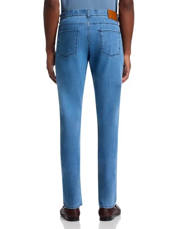Canali Light Wash Stretch Denim Straight Fit Jeans