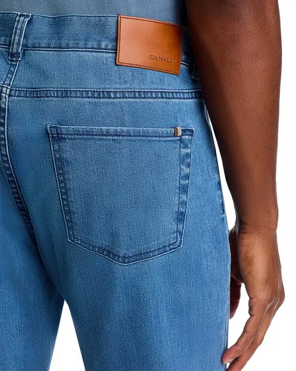 Canali Light Wash Stretch Denim Straight Fit Jeans