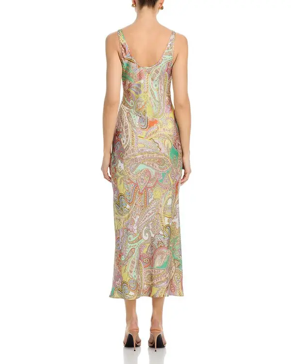 L'Agence Printed Paisley Tank Dress - Green Multi