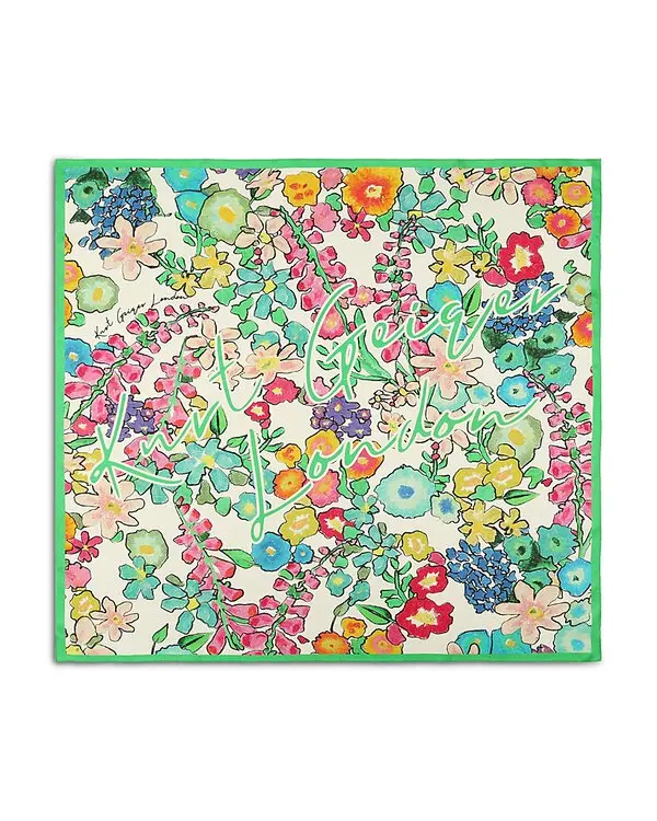 Kurt Geiger Floral Silk Square Scarf - Rainbow