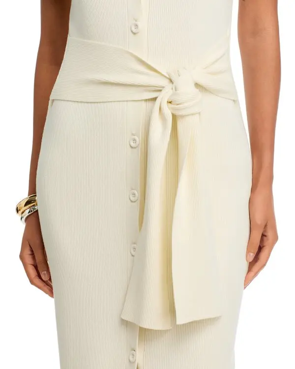 TOCCIN Agnes Tie Front Button-detailed Midi Dress - Ivory