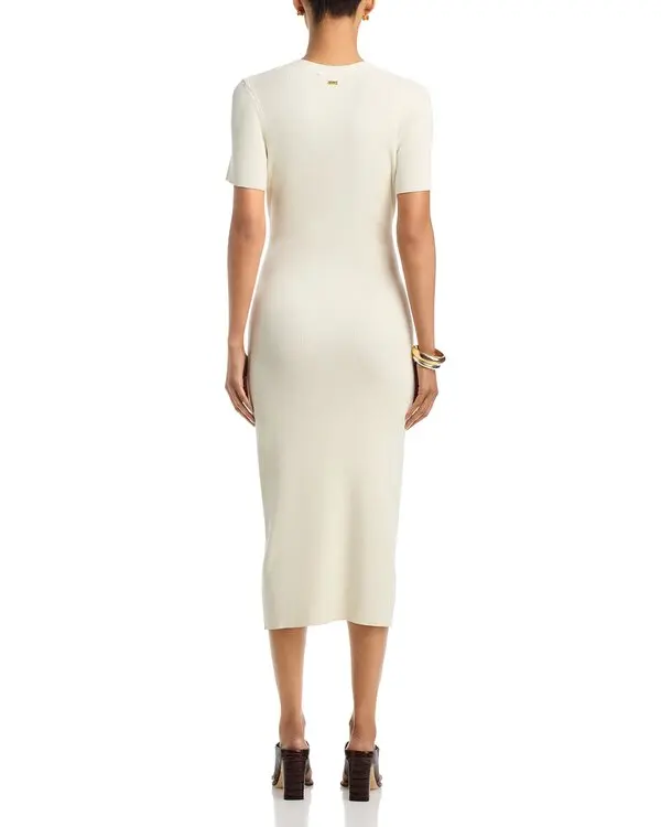 TOCCIN Agnes Tie Front Button-detailed Midi Dress - Ivory