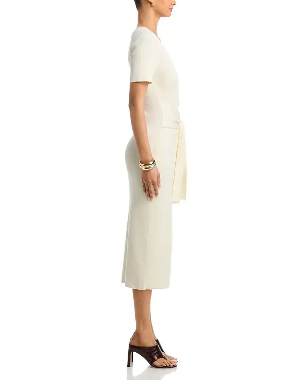 TOCCIN Agnes Tie Front Button-detailed Midi Dress - Ivory