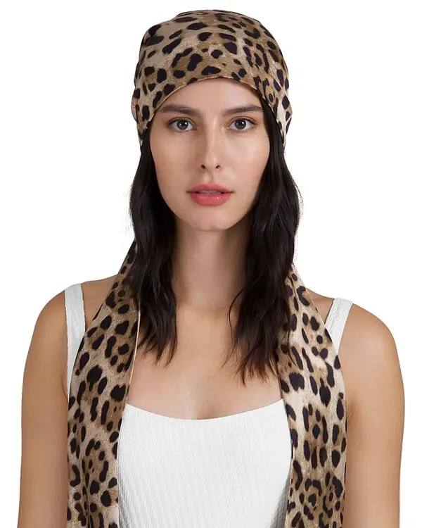 Eugenia Kim Gigi Leopard Print Satin Headscarf - Tan